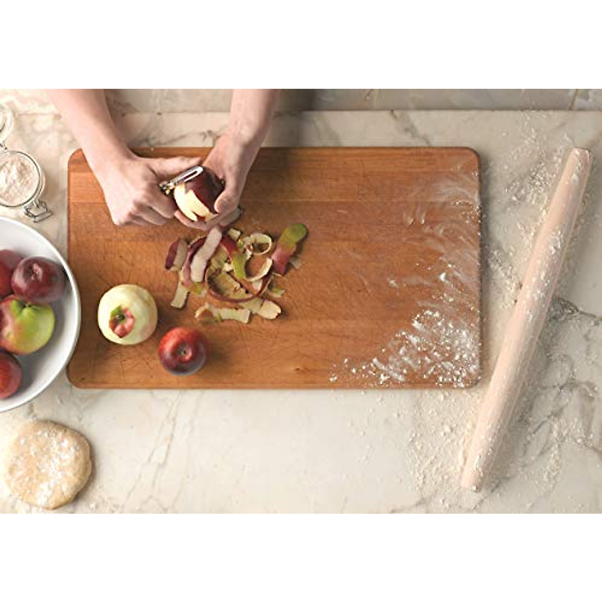 J.K. Adams Maple Wood Baking and Pastry French Rolling Pin for Pizza, Pie, Cookie Dough Roller, and More, 20.5" long x 1.75" diameter (COOP-FP1)