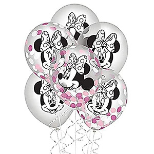 Minnie Mouse Forever Multicolor Latex Confetti Balloons - 12" (6 Pack) - Perfect for Disney-Themed Celebrations, Birthdays & Room Decor