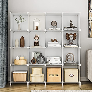 GIMTRR Closet Organizers and Storage, 16-Cube Closet Organizer, Cubes Storage Organizers, Closet Storage Cabinet Shelf, Bookcase Bookshelf for Bedroom, Office, White