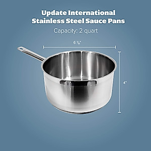 Update International SSP-2 Stainless Steel Sauce Pan with Cover, 2-Quart, silver