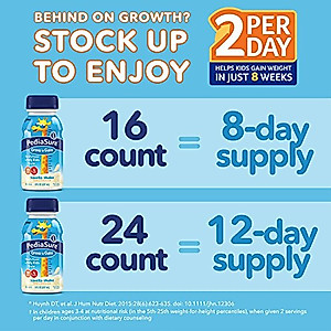 Pediasure Grow & Gain with Fiber Nutrition Shake For Kids, Vanilla, 8 fl oz