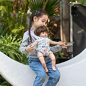 GAGAKU Baby Doll Carrier for Kids Stuffed Animal Carrier Reborn Baby Carrier with Adjustable Straps for American Girl Doll Bitty Baby Doll Accessories - Purple (Flowers)