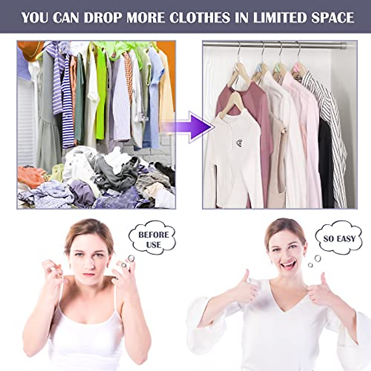 50PCS Clothes Hanger Connector Hooks Space Saving Cascading Hangers Closet Organizers Space Saver Hanger Extenders for Clothes (White)