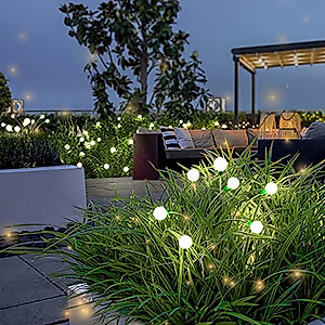 Aluan Firefly Lights Plug in, 2 Pack Garden Decorative Lights Waterproof, Starburst Swaying Outdoor Decorative Lights with 4 Lighting Modes for Garden Patio Flowerbeds Pathway Landscape，Cool White