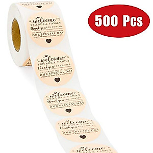 WRAPAHOLIC Welcome Wedding Favor Stickers - Rustic Design Wedding Favor Labels, Wedding Welcome Stickers - 2 x 2 Inch 500 Total Labels