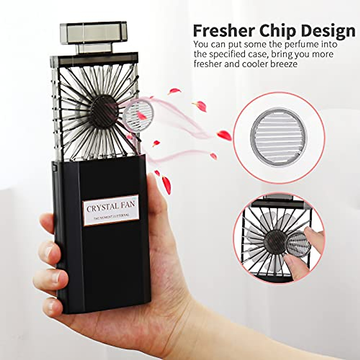 seOSTO Mini Portable Fan Rechargeable,Battery Powered Fan,Handheld Fan With 3 Speeds Electric Fan For Girls Woman Office School Working Home