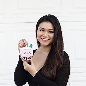 ABC Boba Tea Plush Pink Berry Cute Stuffed Animal Toy for Wallet, Backpack or Purse 5"