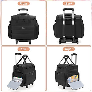 CURMIO Rolling Scrapbook Tote with Wheel, Craft Storage Bag with Expandable File Organizer for Scrapbook Supplies, Albums, Black (Bag Only)