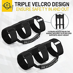 moveland 2 Pack Grab Handle Set Compatible with Jeep Wrangler TJ YJ JK, Easy-to-Fit 3 Straps Design for 1955-2023 Models (Black)