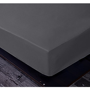 NHNHN Fitted Sheet-Deep Pockets-Soft Microfiber-Easy Care-Shrinkage and Fade Resistant-Fitted Sheets King Size for Girl Woman Teens Kids-Only 1 Fitted Sheet (King,Dark Grey)