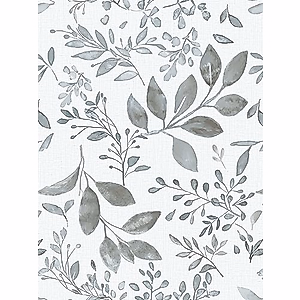 MelunMer Grey Leaf Peel and Stick Wallpaper Boho - Modern Contact Paper Floral Self Adhesive Removable Wallpaper for Bedroom Bathroom Waterproof Gray Contact Paper for Cabinets 78.7 in L 17.3In W