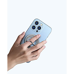 Phone Grip Neowic Magnetic Phone Ring Holder, Adjustable Cell Phone Kickstand, Removable Finger Holder, (with 2PC Ultra Thin Metal Ring for Phone Case/No Mag Phone), Black