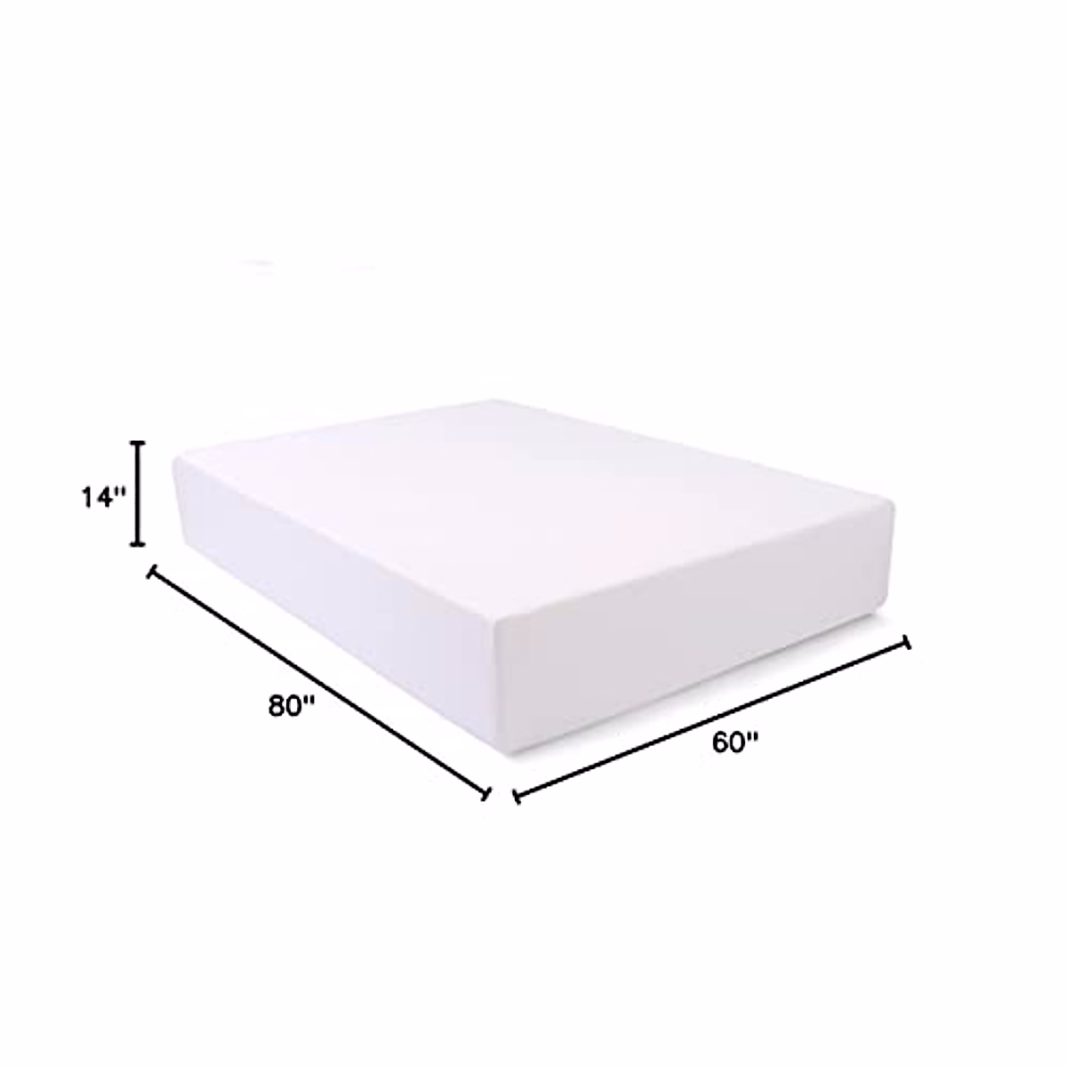 Serenia Sleep 14" Deluxe Height Gel Memory Foam Mattress, Made in USA, Queen, White/Off White