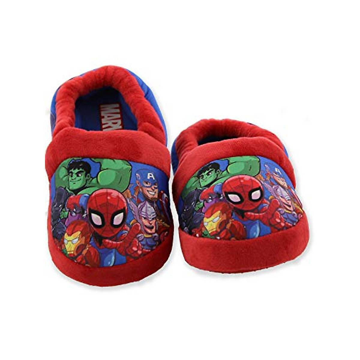 Marvel Super Hero Adventures Avengers Boy's Toddler Plush Aline Slippers (11-12 M US Little Kid, Red/Blue)