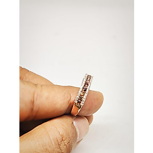 Tishya Jewellers 1.5Ct Chocolate & White Diamond Wedding Anniversary Band Ring 14K Rose Gold Over (7)