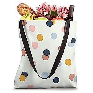 Polka Dots in Pink Blue & Navy on Light Green AEV076 Tote Bag