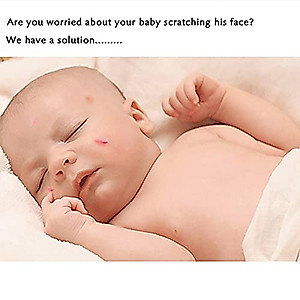 Newborn Baby No Scratch Mittens Stay On, 100% Cotton Breathable, Adjustable Infant Gloves for Baby Boys Girls Mittens