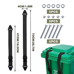 Bylion 2 Pack Trash Can Lid Lock, Outdoor Garbage Can Locks for Animals Proof Universal Lid Lock Stretchable Elastic Strap to Prevent Rust Trash Can Locks for Squirrels, Dogs, Raccoons