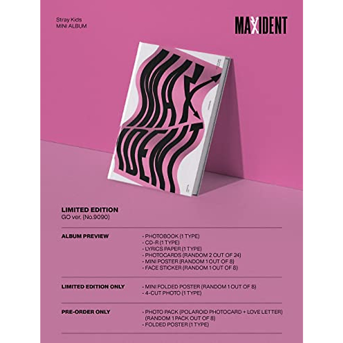JYP Entertainment Stray Kids - MAXIDENT [GO ver.(Limited Edition)] Album+Pre-Order Benefit (DK1022),Pink