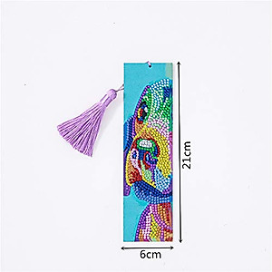 Glasses Dog Bookmark Diamond Painting Kit - pigpigboss 2 Sets Diamond Painting Bookmark Cute Dog Leather Bookmark Diamond Painting by Numbers for Adult Bookmark Diamond Dots Art (21 X 6 CM)