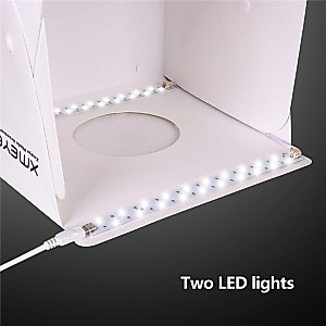 Mini Photo Studio Box, 9 x 9 Inches Shooting Tent Kit, Foldable Photography Booth With 2 x 20 LED Beads + 6 Colors Backdrops