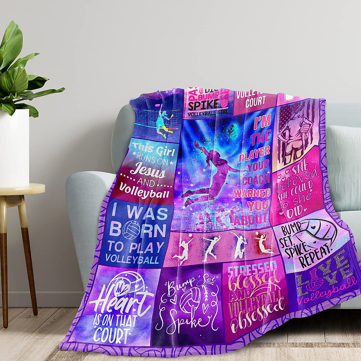 Pozevan Volleyball Gift Blanket - Volleyball Gifts for Teen Girls - Volleyball Gifts for Team - Volleyball Coach Gift - Volleyball Gifts for Girls - Gifts for Volleyball Lovers - 50" X 60"