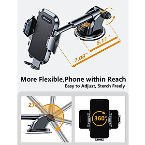 DesertWest [Original Mechanical Arm] Phone Mount for Car Dashboard & Windshield Universal Car Phone Holder with Strong Suction Cup Base Fit for iPhone 14 Pro Max 13 12X XS, Galaxy S23 S22 All Phones