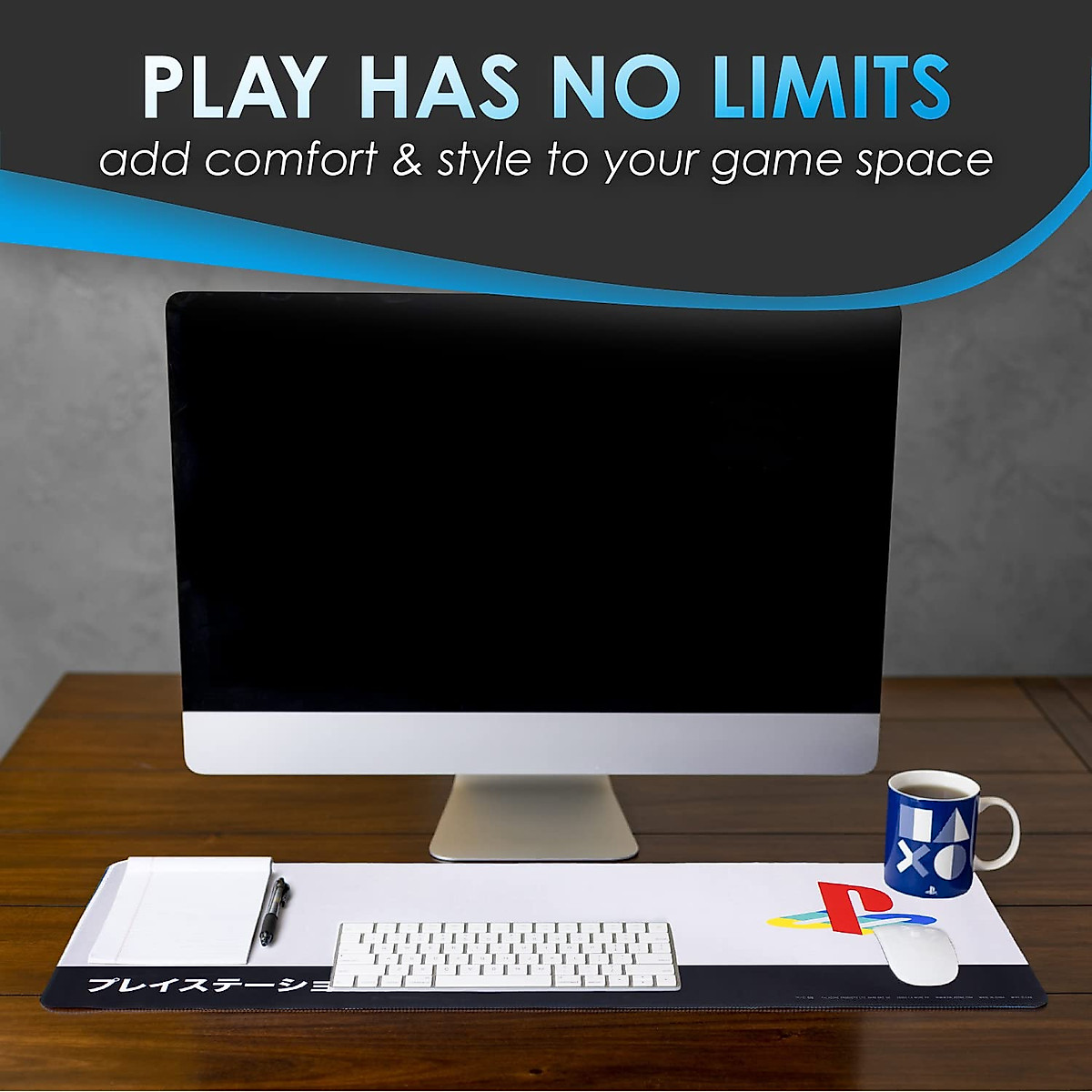 PlayStation Heritage Desk Mat, Large Gaming Mouse Pad for Desk 30 x 80 cm, 12" x 31"