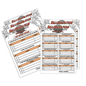 Halloween Friendly Feud Game, Family Game Night, Halloween Quiz, Halloween Trivia Adult Games, Halloween Party Game for Family Activity - 30 Halloween Feud Cards and 3 Fast Money Round Cards (02)