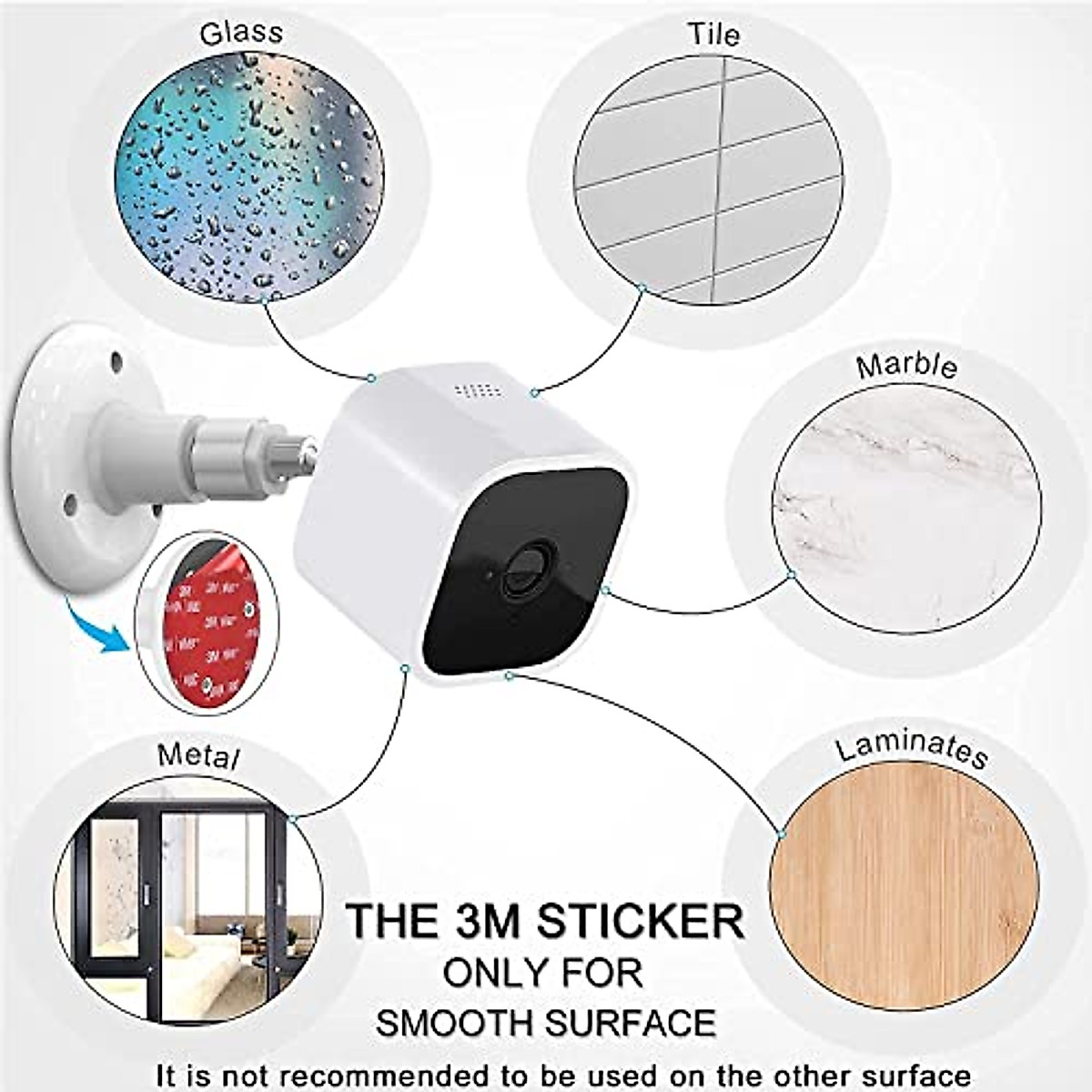 2 Pack Adhesive Wall Mount for Blink Mini Camera Bracket,screwless Camera Mount Stand for Blink Mini Indoor, Also Fit for All New Blink Outdoor/Blink XT2 Outdoor/Indoor Home Security Camera System