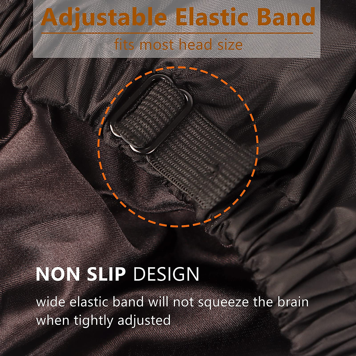 Adjustable Large Shower Cap for Men,Shower Cap for Women,Reusable Shower Cap for Long Hair,Hair Cap for Shower,Black