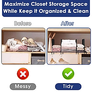 Shelf Dividers for Wood Shelves, 8 Pack Metal Closet Shelf Dividers for Clothes, Vertical Purse Organizer for Closet Organization, Steel Closet Separators for Bedroom Wardrobe Cabinet Pantry (Black)