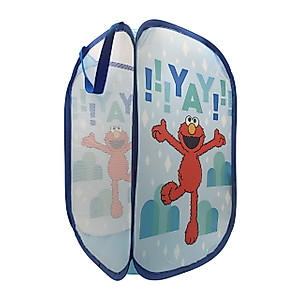 Sesame Street Elmo Yay Pop Up Hamper - Mesh Laundry Basket/Bag with Durable Handles, 22" x 14" (Official Sesame Street Product)
