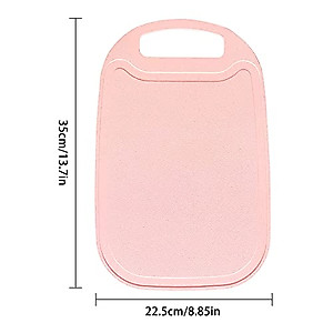 Cutting Board for Kitchen, Eco Wheat Straw Chopping Boards with Juice Grooves and Easy Grip Handle, Dishwasher Safe,Non Scratch (pink)