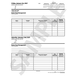The Manager's Red Book - Request Days Off logbook/notebook/planner, 8.5"x11" semi-annual, 118 pages, 8 lines per day (F2835) (April 2024 - September 2024)