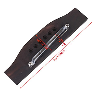 Yibuy 6 String Acoustic Guitar Rosewood Bridge & Saddle Nut & Adjustable Shaft Set