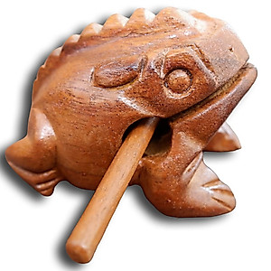 YARIN Wooden Frog Rasp Musical Instruments Wood Handcraft Instrument Tone Block Guiro Frog Sound Maker (1 Frog= 4")