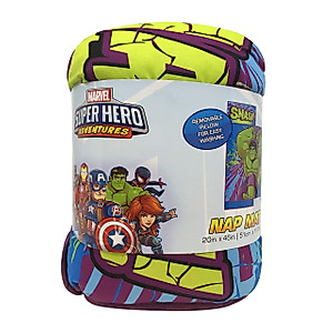 Jay Franco Marvel Super Hero Adventures Hulk Smash Nap Mat - Built-in Pillow and Blanket - Super Soft Microfiber Kids'/Toddler/Children's Bedding, Ages 3-5