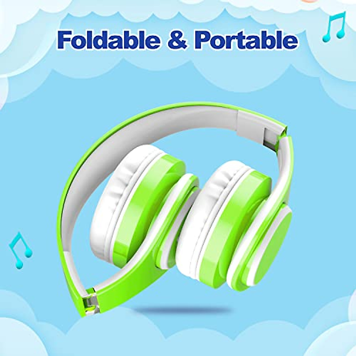 Kids Headphones Bluetooth Wireless 85db/110db Volume Limit Headset Fit for Aged 3-21 Over-Ear and Build-in Mic Wired & SD Card Mode Headphones for Boys Girls Travel School Phone Pad Tablet PC Green