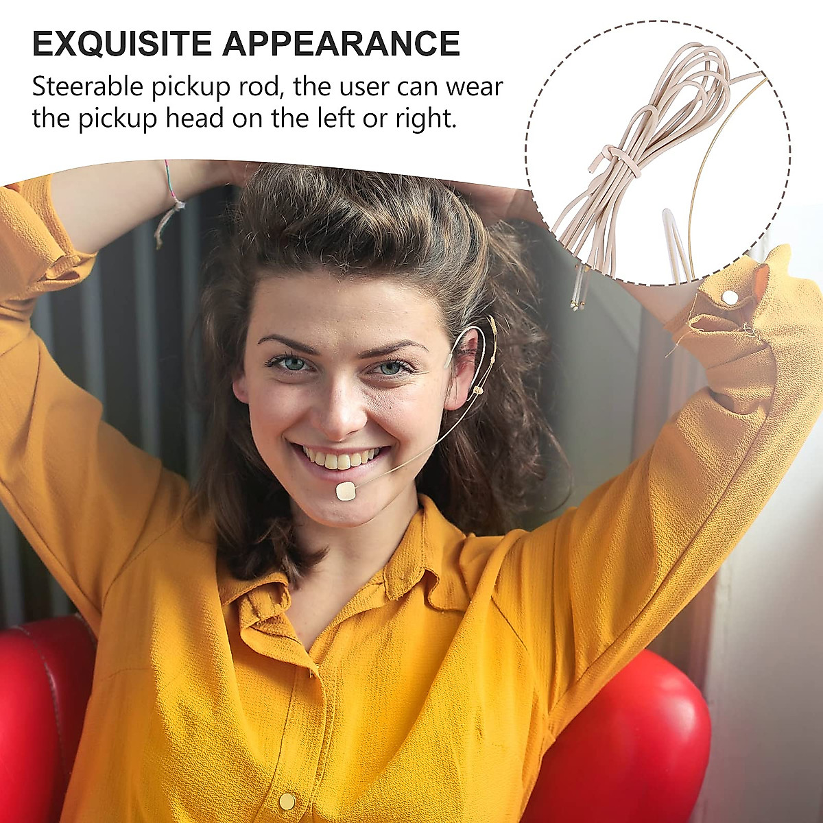 FAVOMOTO 2PCS Microphone Headset Mic, USB Headphones Microphone Discreet Headworn Earset Flexible Wired Microphone over Ear Hanging Mic Computer Speakers for Lectures Performance Theater Podcasts