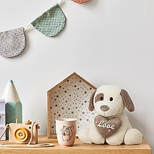 MODIFYI Plush Toys, Gift Toy, Huggable Dog Stuffed Animal Toy, Hugging A Heart-Shaped Toy, Soft and Lovely Plush Puppy, Washable, Suitable for Newborns, Toddlers, Kids, Multi, Beige, 9"