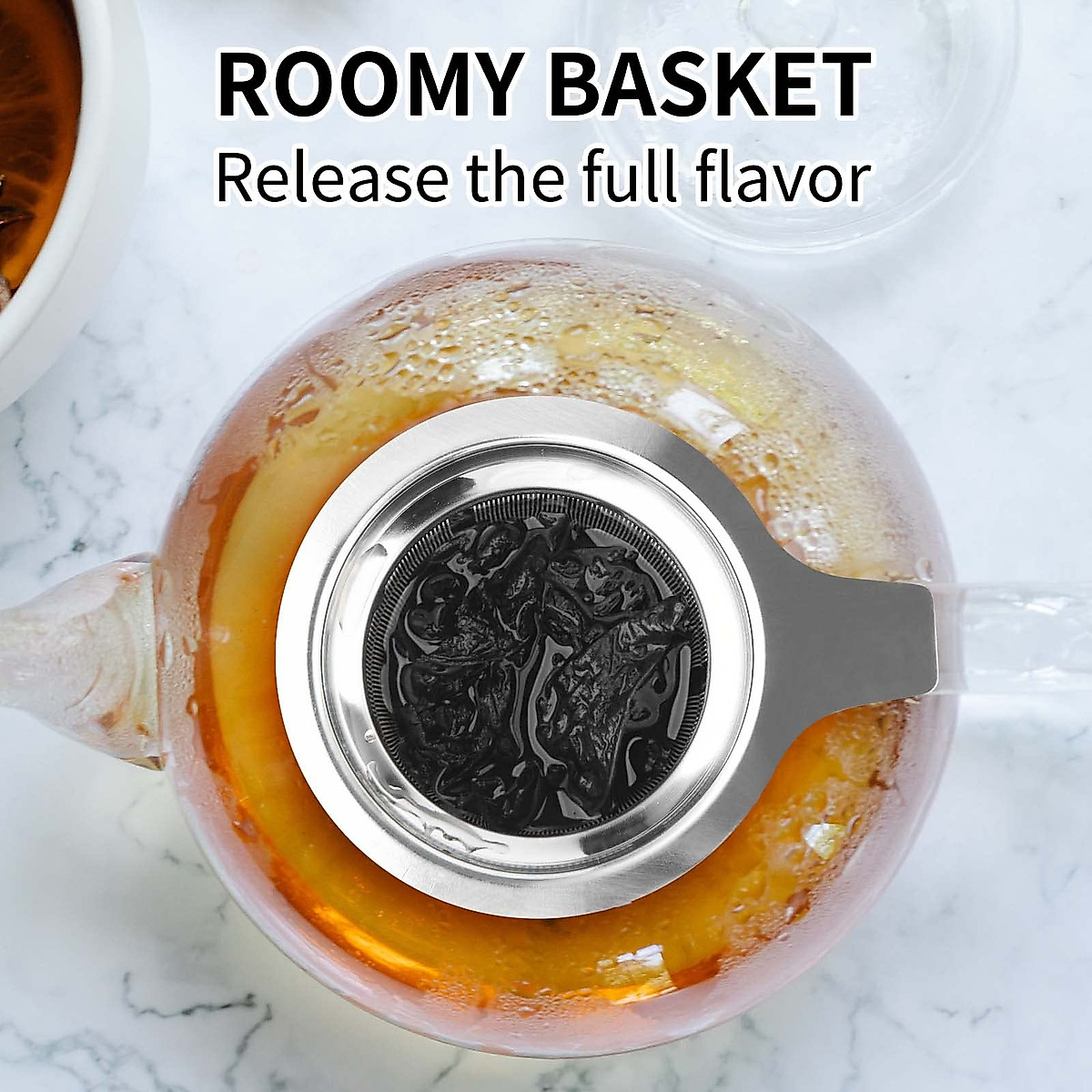 Vaincre Tea Infuser Tea Strainer - Extra Fine Mesh Tea Strainers Tea Infusers for Loose Tea, Stainless Steel Tea Steeper Tea Diffuser with Large Capacity Tea Basket and Lid, Fits Teapots, Mugs, Cups