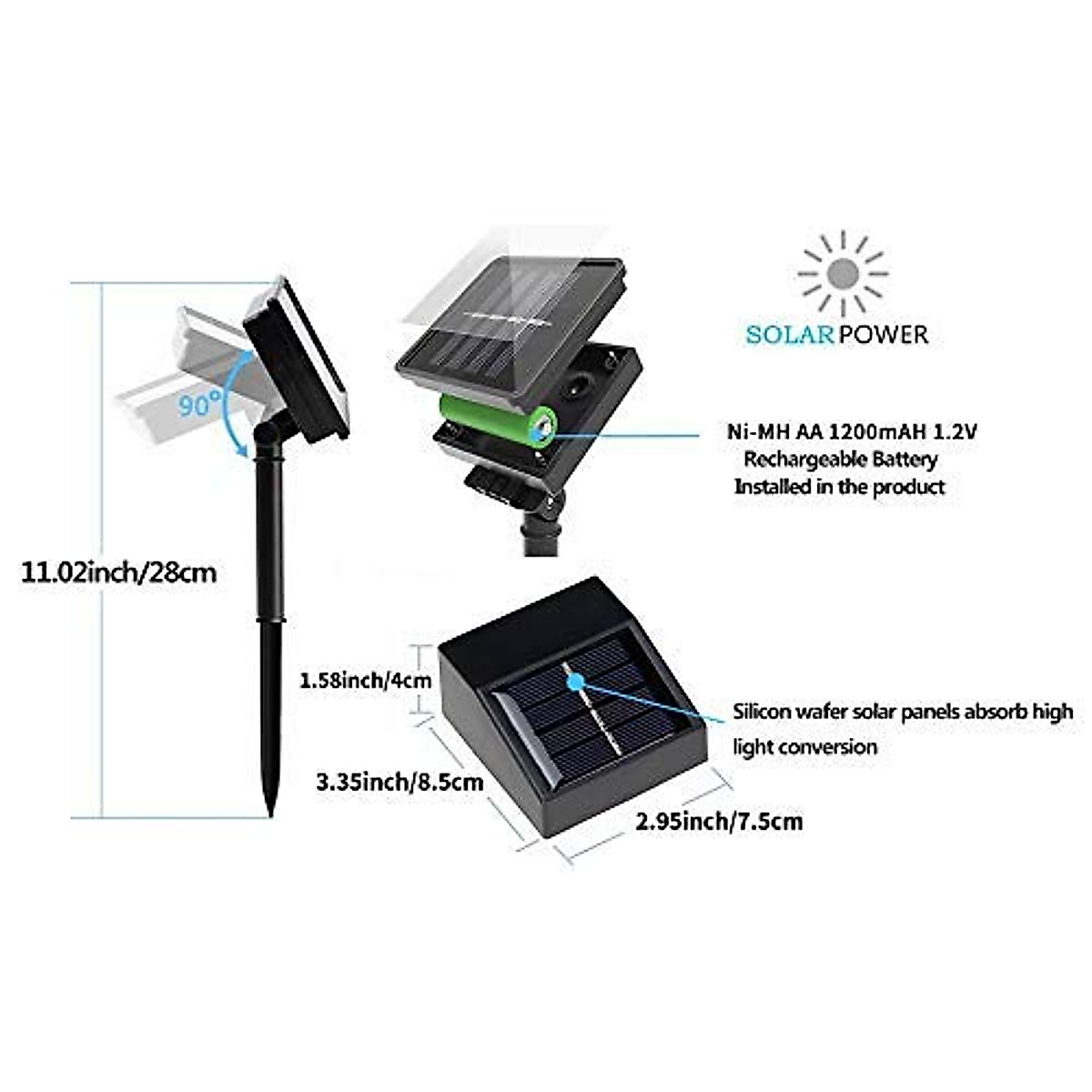 lychee Solar Rope Lights Outdoor 16.5ft 50LED Waterproof Solar Power String w/Light Outdoor Rope Lights Ideal for Home Garden Party Wedding Decoration (White)