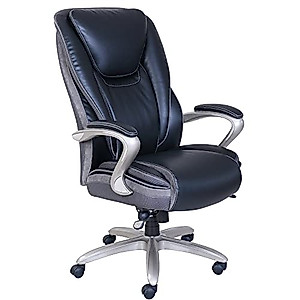 Serta® Smart Layers™ Hensley Big & Tall Ergonomic Bonded Leather High-Back Chair, Black/Silver
