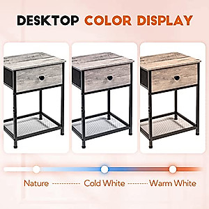 AMHANCIBLE Night Stand Set 2, Small End Side Tables Living Room with Drawer, Industrial Slim Nightstand with Shelf, Bedside Tabes for Bedroom, Wood Metal Accent Furniture, Greige HET03SDGY