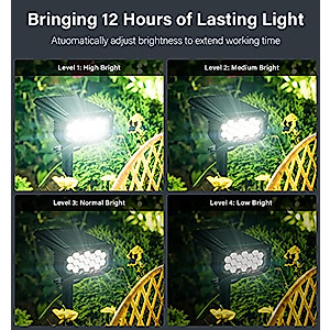 Solar Spotlight, 34 LEDs Solar Landscape Lighting, IP67 Waterproof Solar Lights & 3 Modes Solar Powered Spotlights, Dark Sensing Auto ON/Off for Yard Garden Walkway and Pool 2 Pack