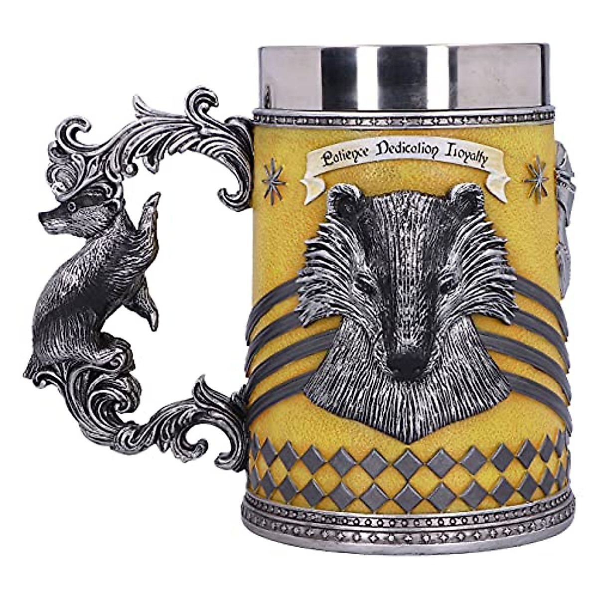 Nemesis Now Harry Potter Hufflepuff Hogwarts House Collectible Tankard, 1 Count (Pack of 1), Yellow Silver