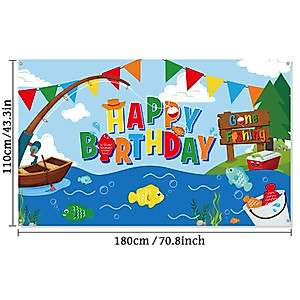 Gone Fishing Birthday Party Decorations Supplies Fisherman Birthday Banner Party Backdrop for Kids Boys Fishing Party Banner Photography Background Photo Booth 70.8 x 43.3 Inch