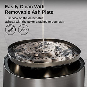 EAST OAK Fire Pit Smokeless 21'' for Outside Patio, 304 Stainless Steel Wood Burning Fireplaces, Portable Outdoor Bonfire Pit with Poker, Stand & Removable Ash Pan for Camping, Chisel Steel