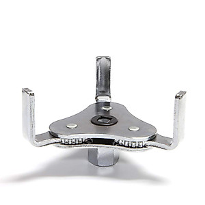 A ABIGAIL Universal Adjustable 3 Jaw Oil Filter Wrench Tool Best for Removing Motorcycles Cars Trucks & Heavy Duty Oil Filters Fits Diameters 2 1/8-4 1/2 Inches Fits ⅜ and ½ inch Drive